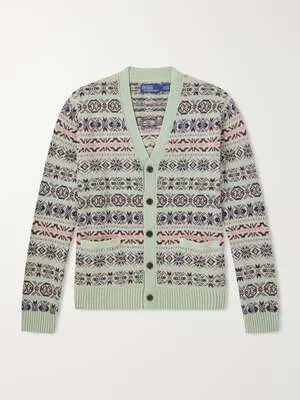 Polo Ralph Lauren Striped Linen And Cotton-blend Cardigan - Green