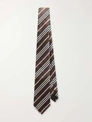 Saint Laurent Rayures 7cm Silk Tie - Brown