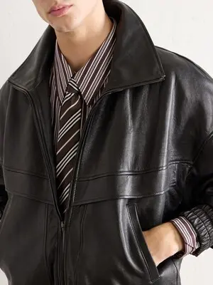 Saint Laurent Striped Silk Neck Tie - Brown