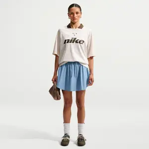 Nike Sportswear Mid-rise Scalloped-trim Poplin Skirt - Blue