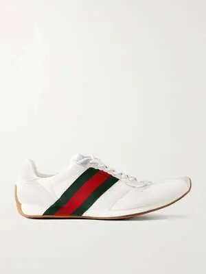 Gucci Legacy Webbing And Suede-trimmed Mesh Sneakers