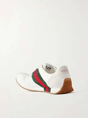 Gucci Legacy Webbing And Suede-trimmed Mesh Sneakers