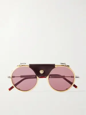 JACQUES MARIE MAGE Glacier Rocky Round Frame Sunglasses - Gold