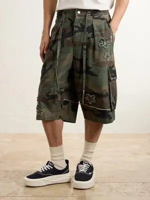 NAHMIAS Wide-leg Printed Cotton Shorts