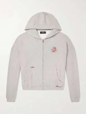 NAHMIAS Youth Enrichment Logo-print Cotton-jersey Zip-up Hoodie - Gray