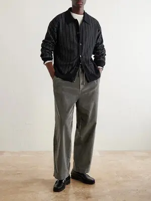 Officine Générale Fernand Wide-leg Corduroy Trousers - Gray