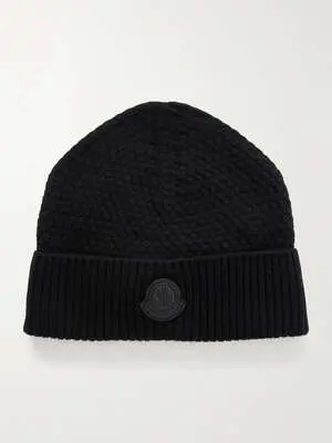 Moncler Logo-appliquéd Wool And Cashmere-blend Beanie - Black