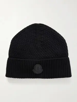 Moncler Logo-appliquéd Wool And Cashmere-blend Beanie - Black