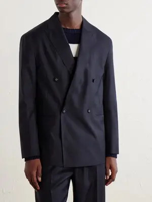 Officine Générale Merrick Wool, Cashmere And Silk-blend Double-breasted Suit Jacket