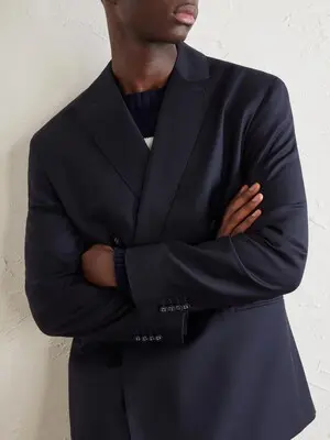 Officine Générale Merrick Wool, Cashmere And Silk-blend Double-breasted Suit Jacket