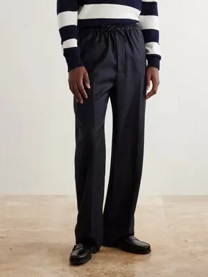 Officine Générale Nilson Straight-leg Trousers In Wool, Cashmere, And Silk Blend - Blue