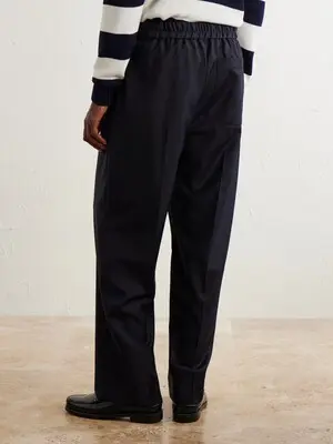 Officine Générale Nilson Straight-leg Trousers In Wool, Cashmere, And Silk Blend - Blue
