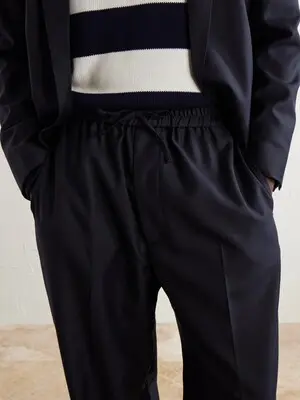 Officine Générale Nilson Straight-leg Trousers In Wool, Cashmere, And Silk Blend - Blue