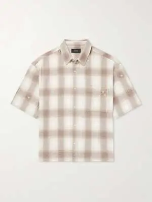 NAHMIAS Checked Cotton-flannel Shirt - Sand