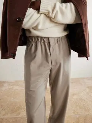 LARDINI Straight-leg Stretch-wool Flannel Trousers