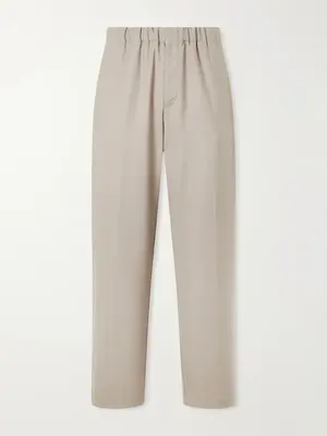 LARDINI Straight-leg Stretch-wool Flannel Trousers - Neutrals