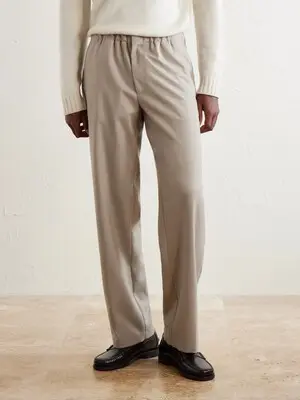 LARDINI Straight-leg Stretch-wool Flannel Trousers
