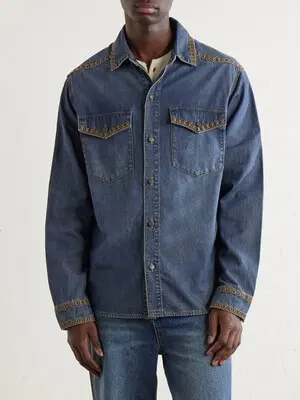 MANAAKI Tukutuku Embroidered Denim Shirt