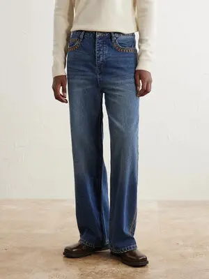 MANAAKI Straight-leg Embroidered Organic Jeans