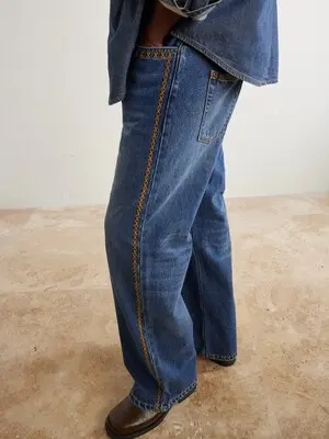 MANAAKI Straight-leg Embroidered Organic Jeans