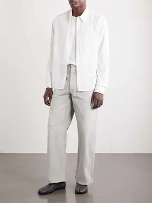 MAISON MARGIELA Wide-leg Paint-splattered Cotton-canvas Trousers