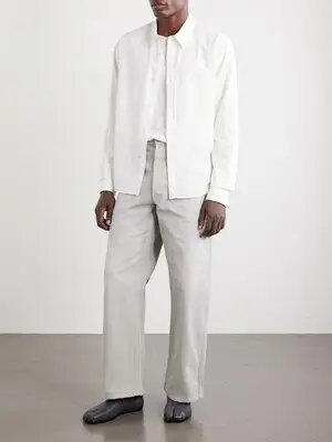 MAISON MARGIELA Wide-leg Paint-splattered Cotton-canvas Trousers