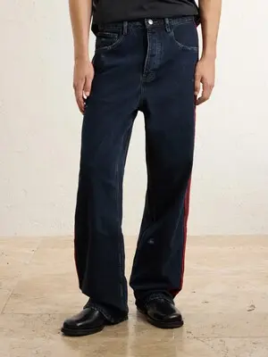NAHMIAS Destroyed Wide-leg Striped Jeans