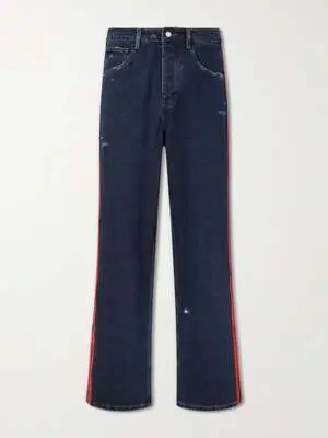 NAHMIAS Destroyed Wide-leg Striped Jeans