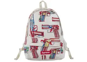 Supreme Guns Embroidered Leather Backpack - White