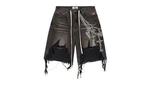 VALE FOREVER Chain Detail Distressed Denim Shorts