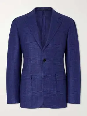 Dunhill Checked Wool, Silk And Cashmere-blend Blazer