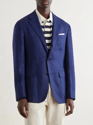 Dunhill Checked Wool, Silk And Cashmere-blend Blazer