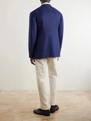 Dunhill Checked Wool, Silk And Cashmere-blend Blazer