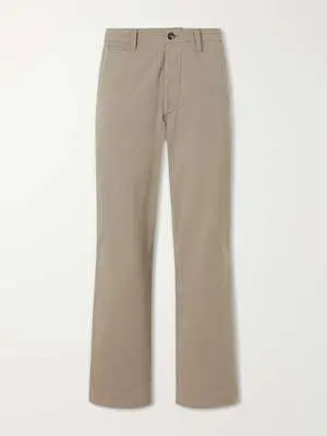 DRAKE'S Wide-leg Cotton-twill Chinos - Brown