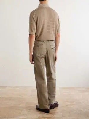 DRAKE'S Wide-leg Cotton-twill Chinos