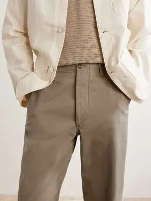 DRAKE'S Wide-leg Cotton-twill Chinos