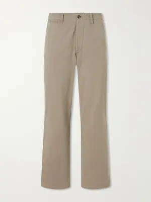 DRAKE'S Wide-leg Cotton-twill Chinos - Brown