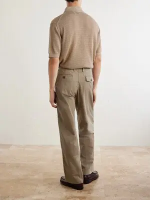 DRAKE'S Wide-leg Cotton-twill Chinos
