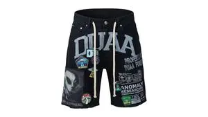 DUAA Ufo Patched Denim Shorts