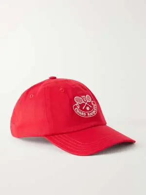 DRAKE'S Embroidered Cotton-twill Cap - Red