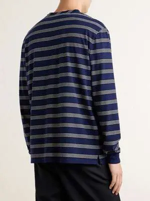 Celine Triomphe-embroidered Striped Cotton-jersey T-shirt