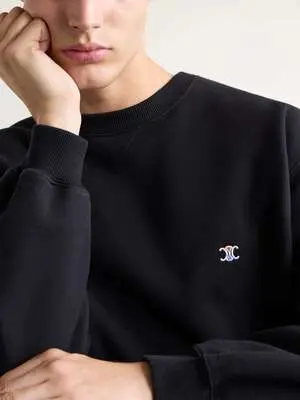 Celine Triomphe-embroidered Cotton-jersey Sweatshirt