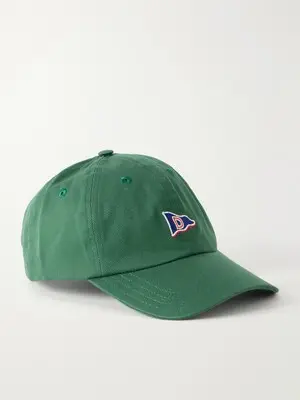 DRAKE'S Embroidered Cotton-twill Cap - Green
