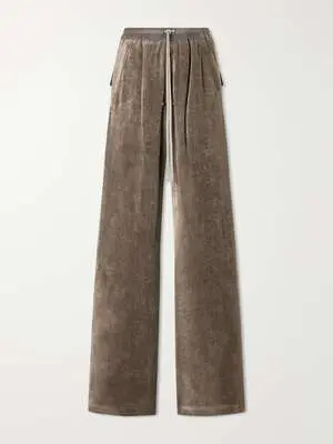 Rick Owens Bela Wide-leg Drawstring Velour Trousers - Beige