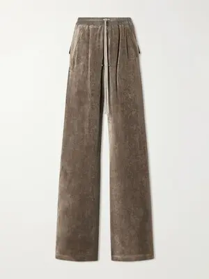 Rick Owens Bela Wide-leg Drawstring Velour Trousers