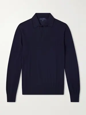 Sease Lasca Virgin-wool Polo Shirt - Blue