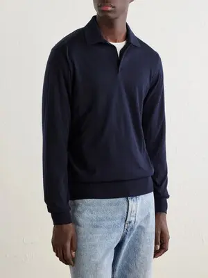 Sease Lasca Virgin-wool Polo Shirt - Blue