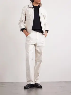 TOM FORD Slim-fit Cotton-satin Blouson Jacket - Neutrals