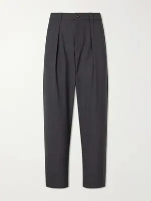 A.p.c. Renato Wide-leg Pleated Twill Trousers - Gray
