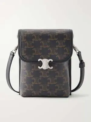 Celine Leather-trimmed Triomphe-printed Canvas Pouch